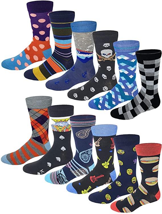 12 Pairs Men Assorted Fancy Colorful Fashion Design Dress Socks | eBay