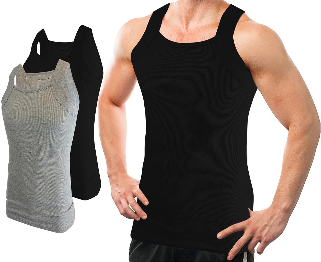 Different Touch 2 Pack Men G-Unit Square Cut Ribbed Basic Colors Tank ...