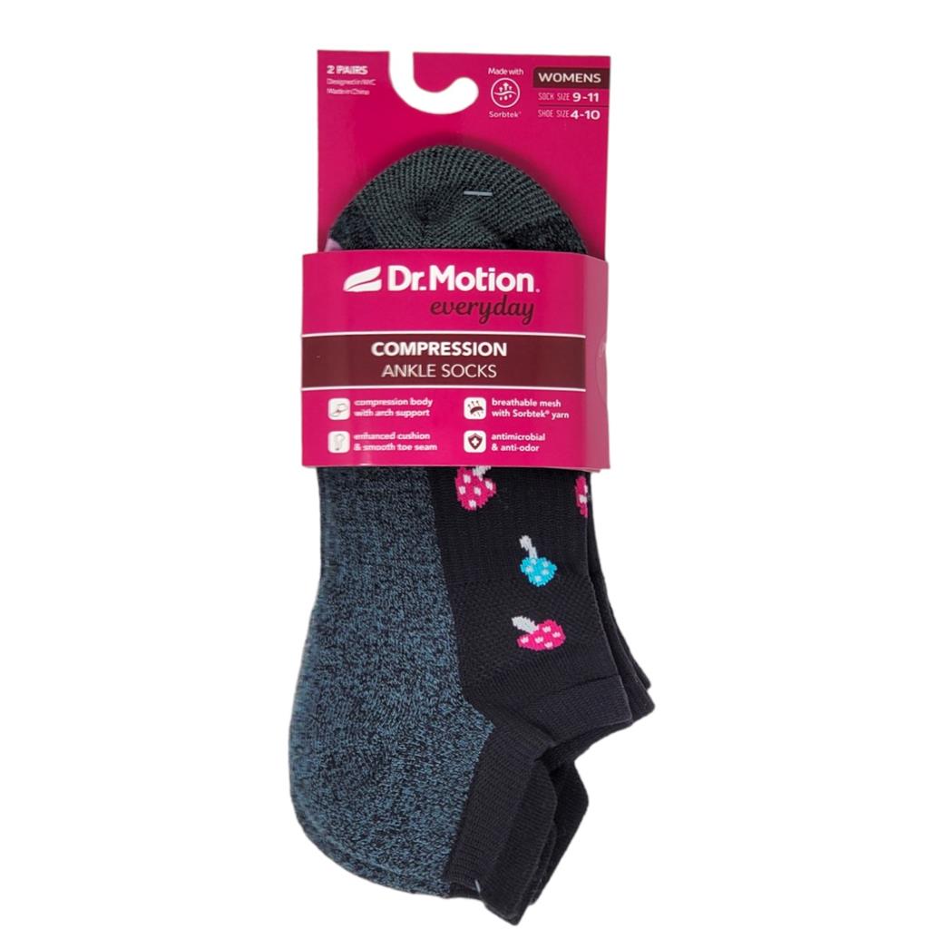 Dr. Motion Women's 2 Pack Cute Design and Black Compression Ankle Socks | eBay