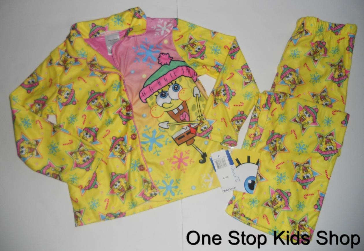 SPONGEBOB SQUAREPANTS Girls 6 6X 8 10 12 14 Pjs Set PAJAMAS Shirt Pants ...