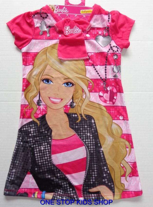 BARBIE Doll Girls 2T 3T 4T 4 5 6 6X 7 8 Pjs NIGHTGOWN Pajamas Dress Nightie