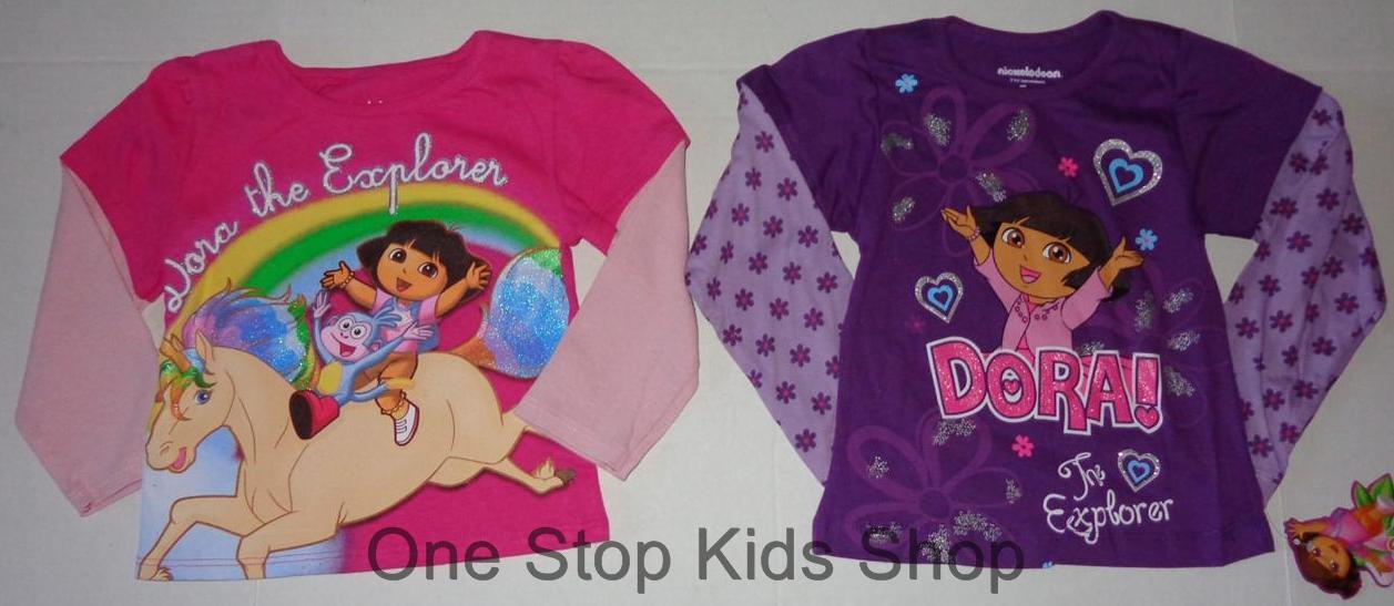 DORA THE EXPLORER Toddler Girls 2T 3T 4T Long Sleeve SHIRT Tee Top ...
