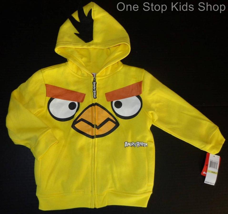 ANGRY BIRDS Boys 4 5 6 7 Sweatshirt Costume HOODIE Coat Jacket Yellow ...