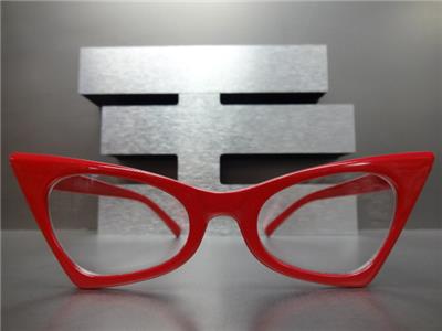 CLASSIC VINTAGE RETRO EXAGGERATED CAT EYE Style Clear Lens EYE GLASSES ...