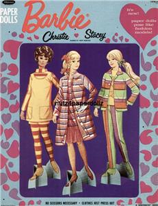 VINTGE 1968 BARBIE CHRISTIE STACY PAPER DOLL ~LASER REPRO~ORG SZ UNCUT ...