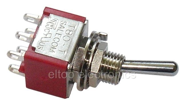 4PDT Four Pole Miniature Flick Toggle Switch On-On Double Throw Panel ...